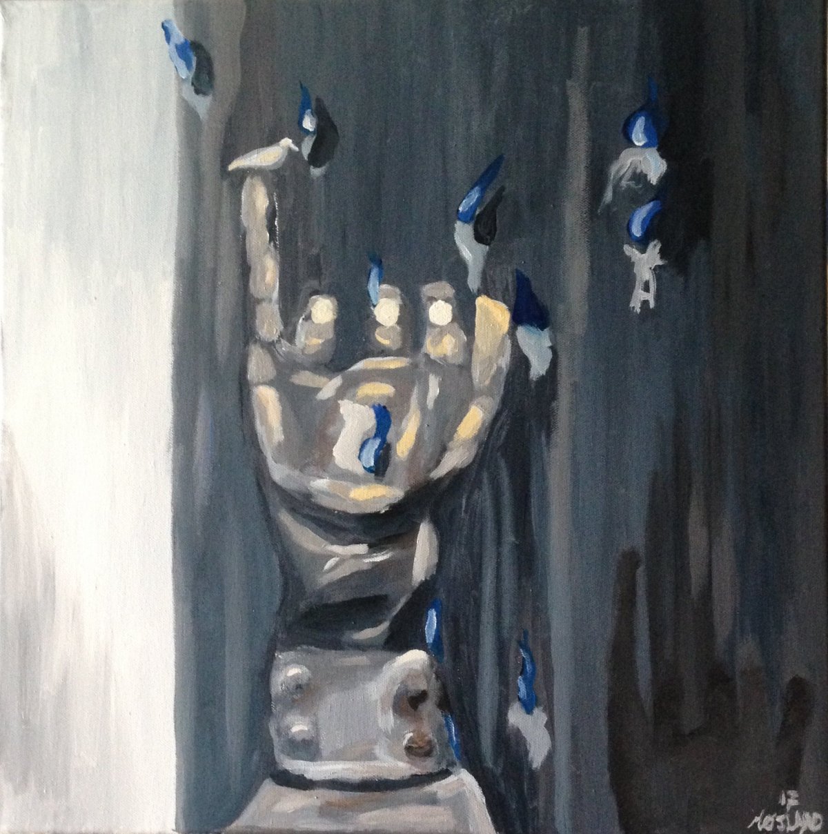 Surrealistisk maleri The mechanic hand - Surrealistiske malerier ...