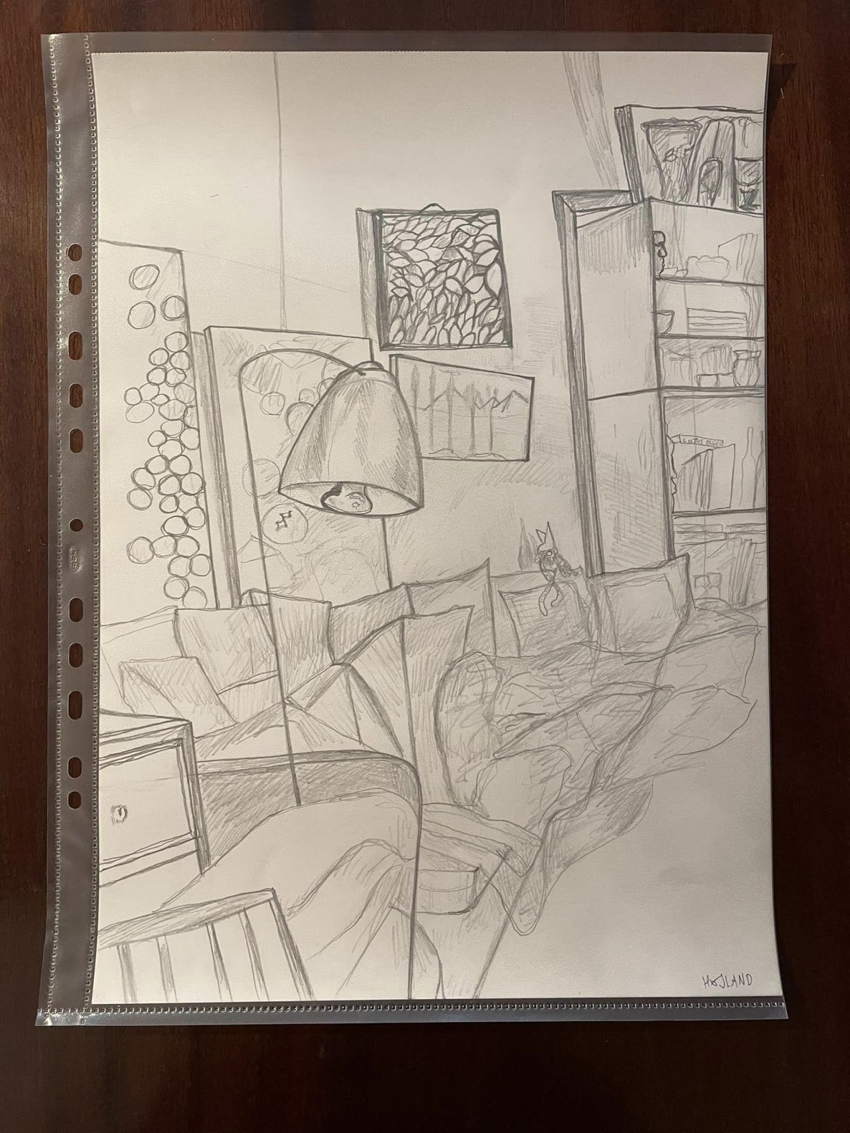 Tegning A3 Interiør stue - Tegning A3 / Drawings - Galleristore.dk